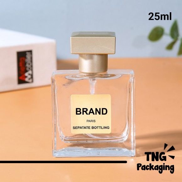 Botol Parfum Kaca Kotak Clear - 25ml - TNG Packaging : Kemasan skincare ...