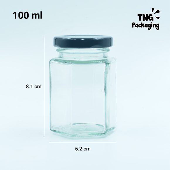 Jar Kaca Hexagon - 100 ml - TNG Packaging : Kemasan skincare, Wadah ...