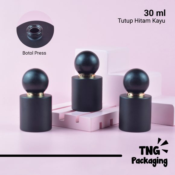 [PRESS] Botol Parfum Tabung Tutup Kayu Hitam - 30 ml - TNG Packaging ...