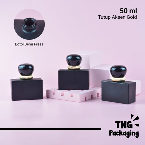 [SEMI PRESS] Botol Parfum Kotak Hitam Aksen Gold - 50 ml - TNG ...