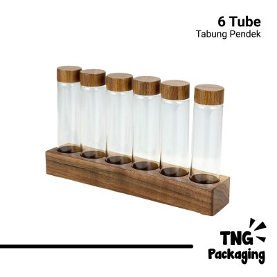 Tabung Kaca Rak Kayu 6 Tabung Pendek - TNG Packaging : Kemasan skincare ...