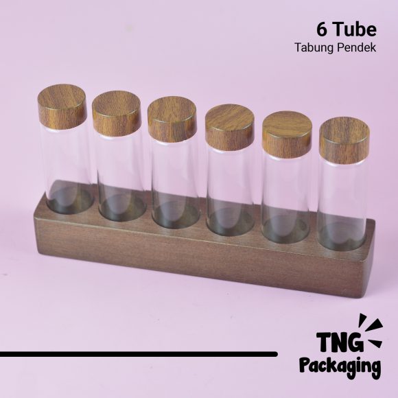 Tabung Kaca Rak Kayu 6 Tabung Pendek - TNG Packaging : Kemasan skincare ...